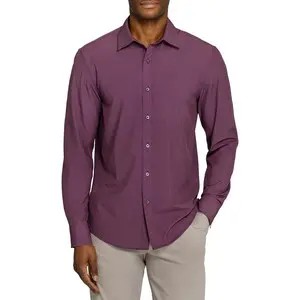 W.R.K Houndstooth Performance Long Sleeve Button Up Shirt - Maroon