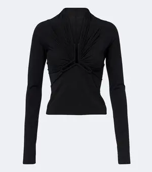Rick Owens Gathered Jersey Top With Boning Detail - Black
