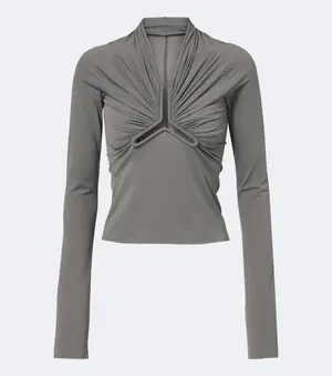 Rick Owens Gathered Jersey Top With Boning Detail - Grey