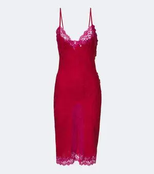 Saint Laurent Lace-trimmed Silk Jacquard Midi Dress
