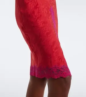 Saint Laurent Lace-trimmed Silk Jacquard Midi Dress