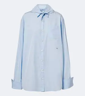Prada Cotton Poplin Tie-neck Shirt
