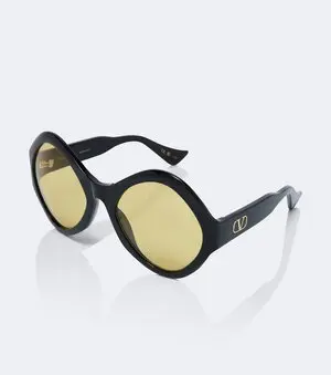 Valentino Garavani Vlogo Round Frame Sunglasses - Black