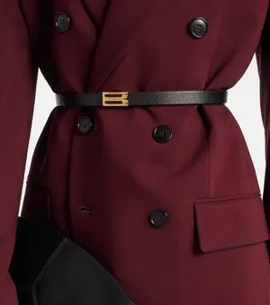 Victoria Beckham Leather Belt With Gold Tone Buckle - Black