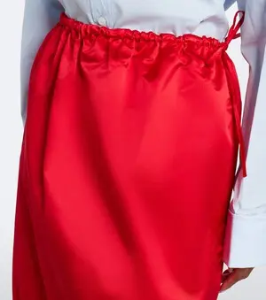 Prada Silk Satin Midi Skirt - Red