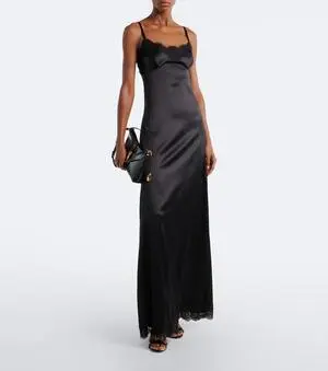 Dolce & Gabbana Lace-trimmed Silk And Cotton-blend Gown