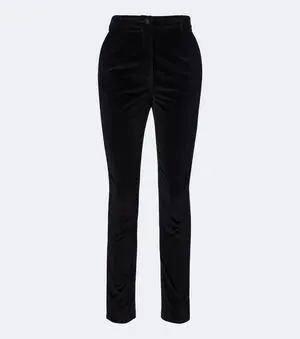 Dolce & Gabbana Cotton And Silk-blend Velvet Slim Pants