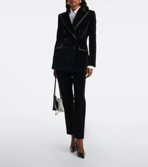 Dolce & Gabbana Cotton And Silk-blend Velvet Slim Pants