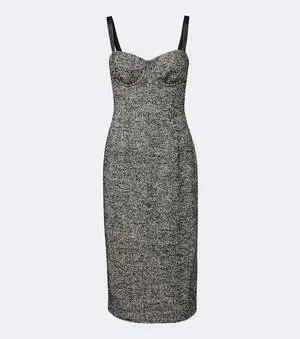 Dolce & Gabbana Wool And Silk-blend Tweed Midi Dress - Black