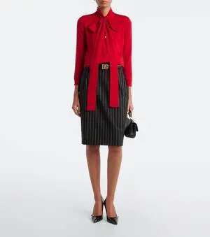 Dolce & Gabbana Pinstriped Wool Pencil Skirt