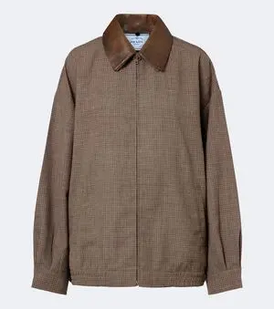 Prada Houndstooth Virgin Wool Blouson Jacket