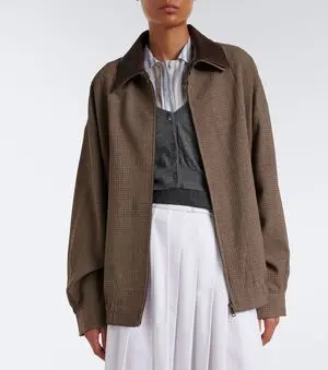 Prada Houndstooth Virgin Wool Blouson Jacket