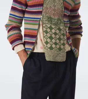Dries Van Noten Striped Wool Zip-up Sweater