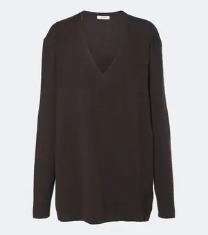 THE ROW Oversized V-neck Cashmere Sweater