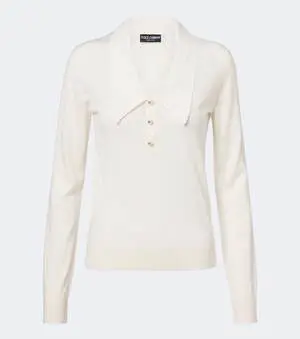 Dolce & Gabbana Embellished Cashmere-blend Polo Sweater