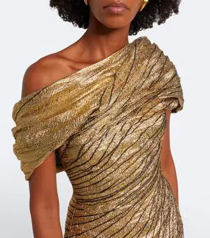 MARMAR HALIM Striped Asymmetrical Brocade Bustier Gown
