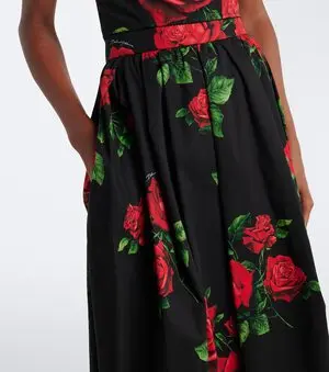 Dolce & Gabbana Floral Cotton Poplin Midi Skirt