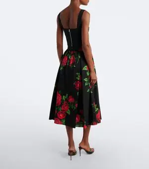 Dolce & Gabbana Floral Cotton Poplin Midi Skirt