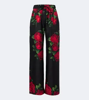 Dolce & Gabbana Floral Silk Wide-leg Palazzo Pants