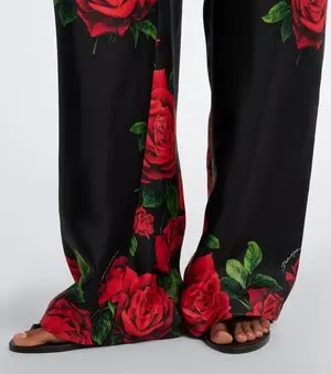 Dolce & Gabbana Floral Silk Wide-leg Palazzo Pants