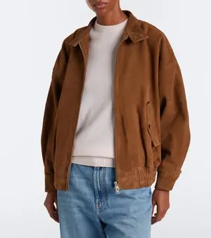 AGOLDE Blair Suede Blouson Jacket - Brown
