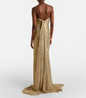 MARMAR HALIM Pleated Caped Bustier Gown