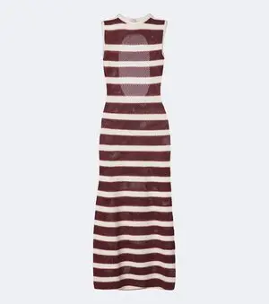 ERES Régulière Striped Cotton-blend Midi Dress - Burgundy