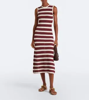ERES Régulière Striped Cotton-blend Midi Dress