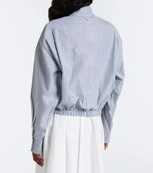 Prada Bow-detail Checked Cotton Blouse