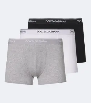 Dolce & Gabbana Set Of 3 Cotton-blend Jersey Briefs - Multicoloured