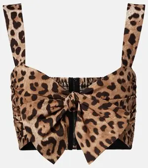 Dolce & Gabbana Leopard-print Cotton Crop Top - Brown