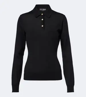 Dolce & Gabbana Embellished Cashmere Polo Sweater - Black