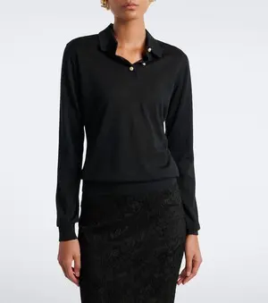 Dolce & Gabbana Embellished Cashmere Polo Sweater