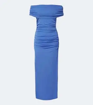 Carolina Herrera Ruched Off-shoulder Jersey Midi Dress