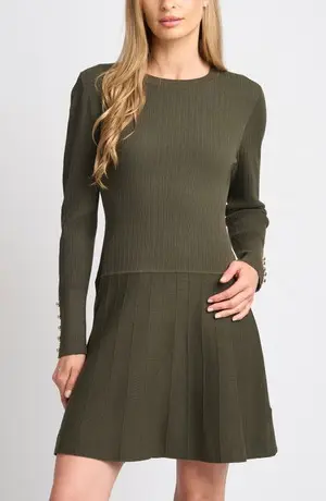 Ted Baker London Karla Button Cuff Minidress - Midnight Olive