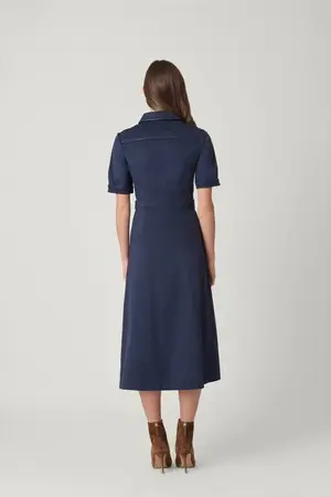 Shoshanna Faux Suede And Leather Trimmed Fit-and-flare Dress
