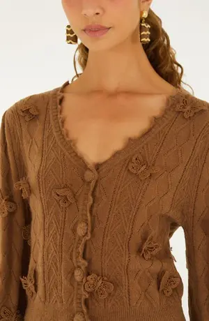 Farm Rio Richielieu 3-d Butterfly Detail Cardigan