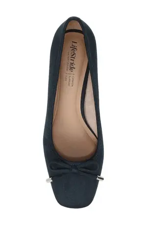 LIFESTRIDE Cora Block Heel Pumps With Bow Detailing - Lux Navy