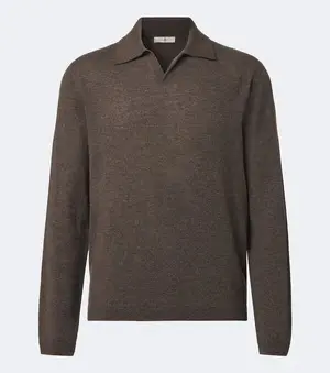 THE ROW Ripley Cashmere Polo Sweater - Brown