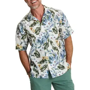 Tommy Bahama Orchid O'lei Short Sleeve Linen Button-up Shirt - Sterling Blue