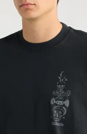 ALLSAINTS Ignis Graphic Organic Cotton T-shirt - Washed Black