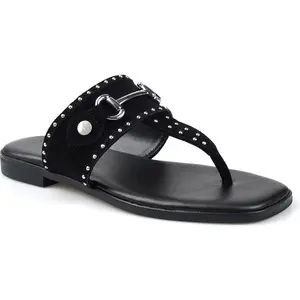 ARTISAN CRAFTED BY ZIGI Lynwood Leather Flip Flop Sandal - Black Suede