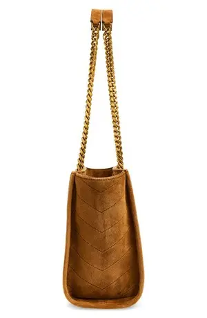 Saint Laurent Small Niki Matelassé Suede Shopping Tote