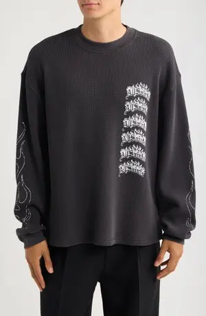 ALLSAINTS Incendo Graphic Organic Cotton Long Sleeve T-shirt - Washed Black