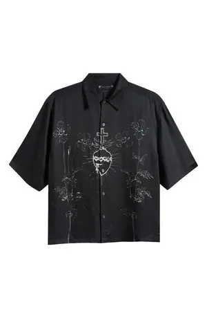 ALLSAINTS Fleur Graphic Short Sleeve Button-up Shirt