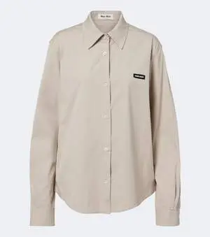 Miu Miu Cotton-blend Poplin Shirt - Beige