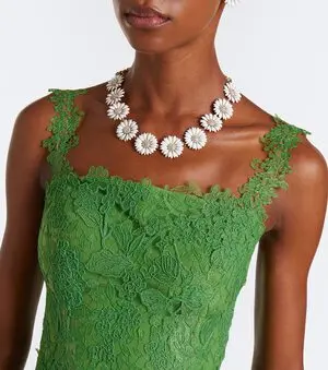 Carolina Herrera Floral Lace Midi Dress