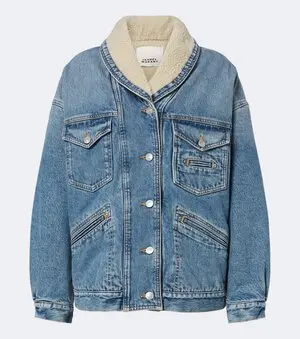 Isabel Marant Étoile Pimia Fleece-trimmed Denim Jacket - Blue