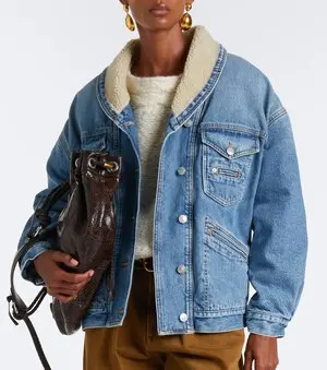 Isabel Marant Étoile Pimia Fleece-trimmed Denim Jacket - Blue