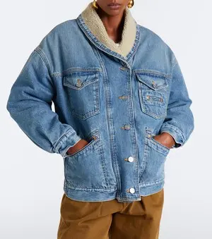Isabel Marant Étoile Pimia Fleece-trimmed Denim Jacket - Blue